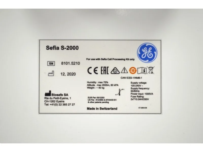 GE Cytiva Sefia S-2000 Cell Processing System